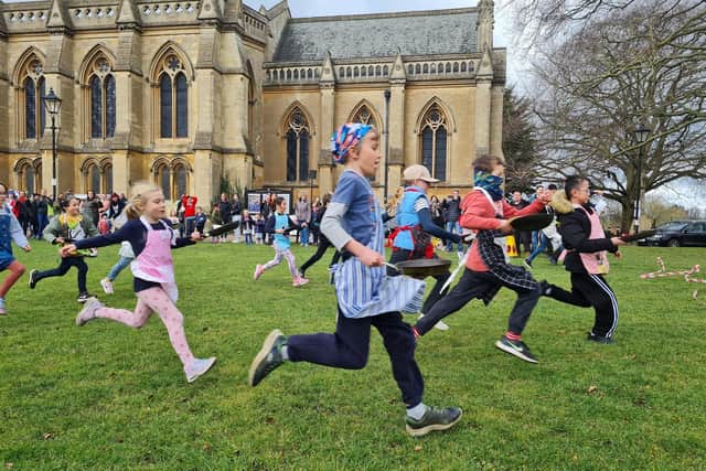 Biggest turnout ever for Buckingham Pancake Races Biggest turnout ever for Buckingham Pancake Races